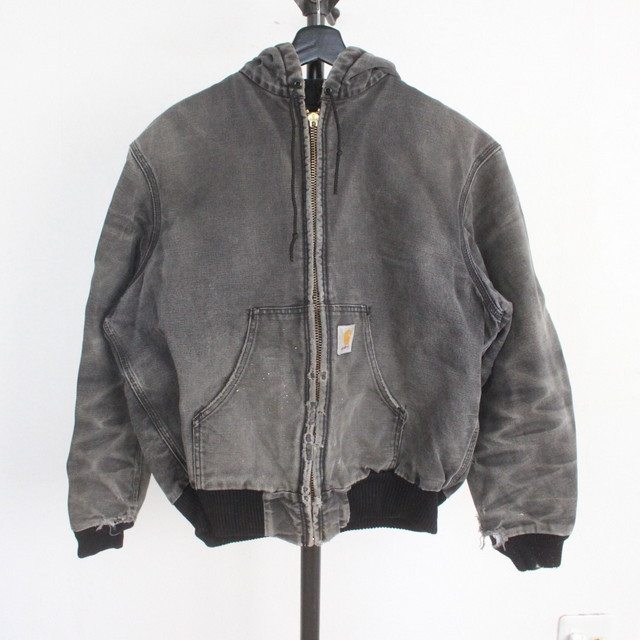 【傷や汚れあり】m84 2001年製ビンテージ Carhartt カーハート アクティブパーカー 00s 表記Lサイズ ダック BLK BORO ボロ 黒 ブラック 古着 アメカジ 90sの ...