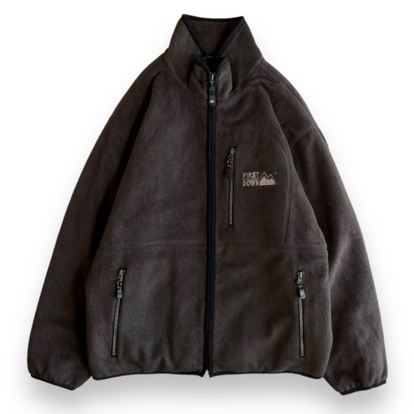 【やや傷や汚れあり】00s FIRST DOWN ファーストダウン 刺繍 ロゴ 中綿 キルティング フリース ジャケット スタンドカラー ビッグシルエット 古着 LL ブラウンの落札情報詳細 ...