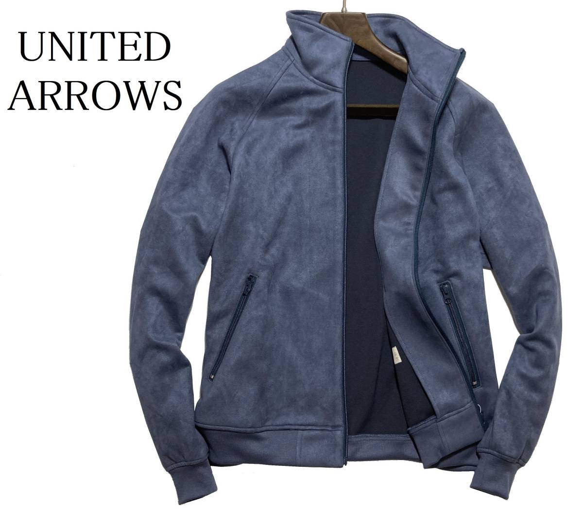 【未使用】56934 新品 ユナイテッドアローズ スエードライク生地 ダンボールニット スタンドカラーブルゾン UNITED ARROWS ...