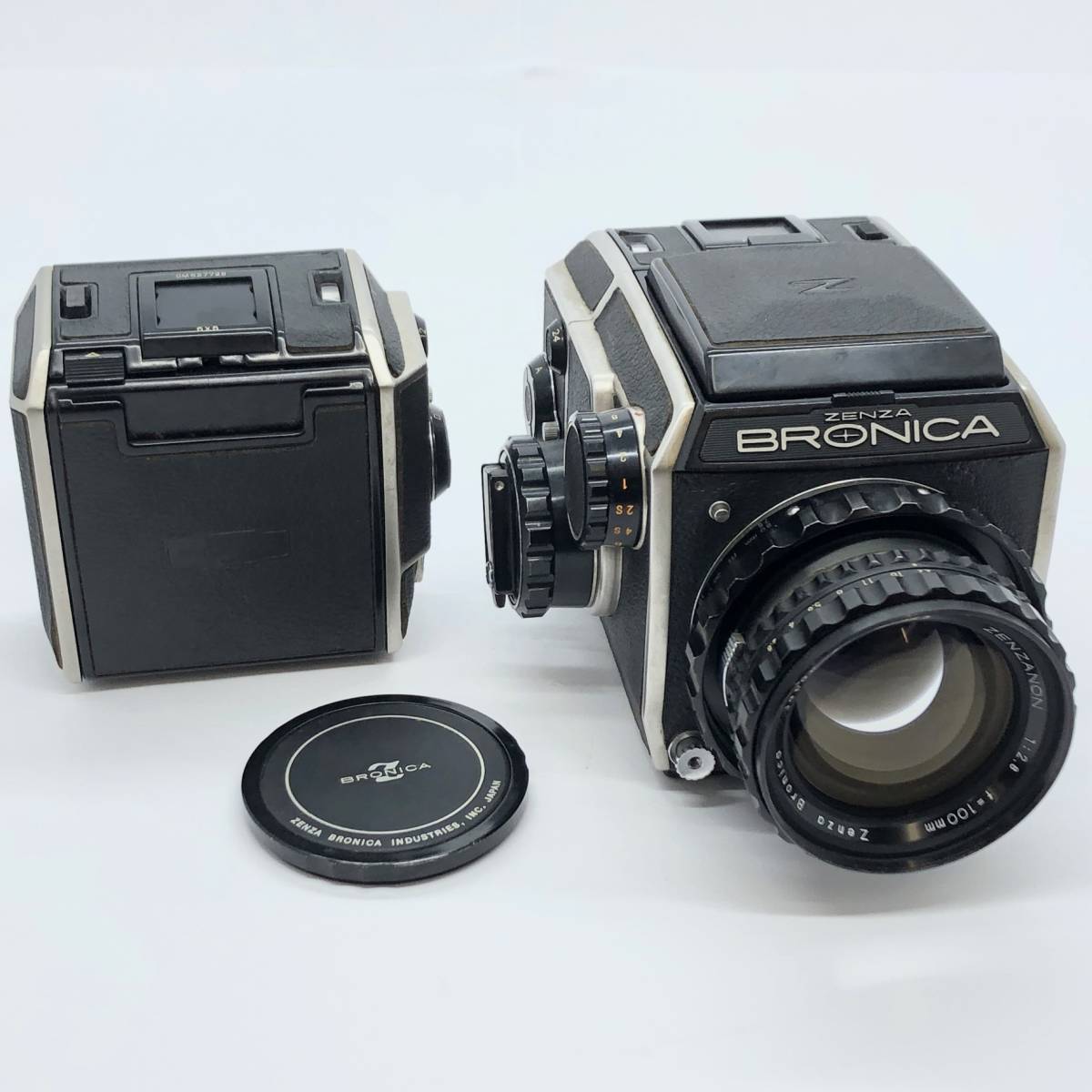 【やや傷や汚れあり】⑤ ジャンク ZENZA BRONICA ETR Si ゼンザ ブロニカ 中判カメラ 本体 / 1:2.8 f=75mm ZENZANON-PE レンズ / フィルムバック ...