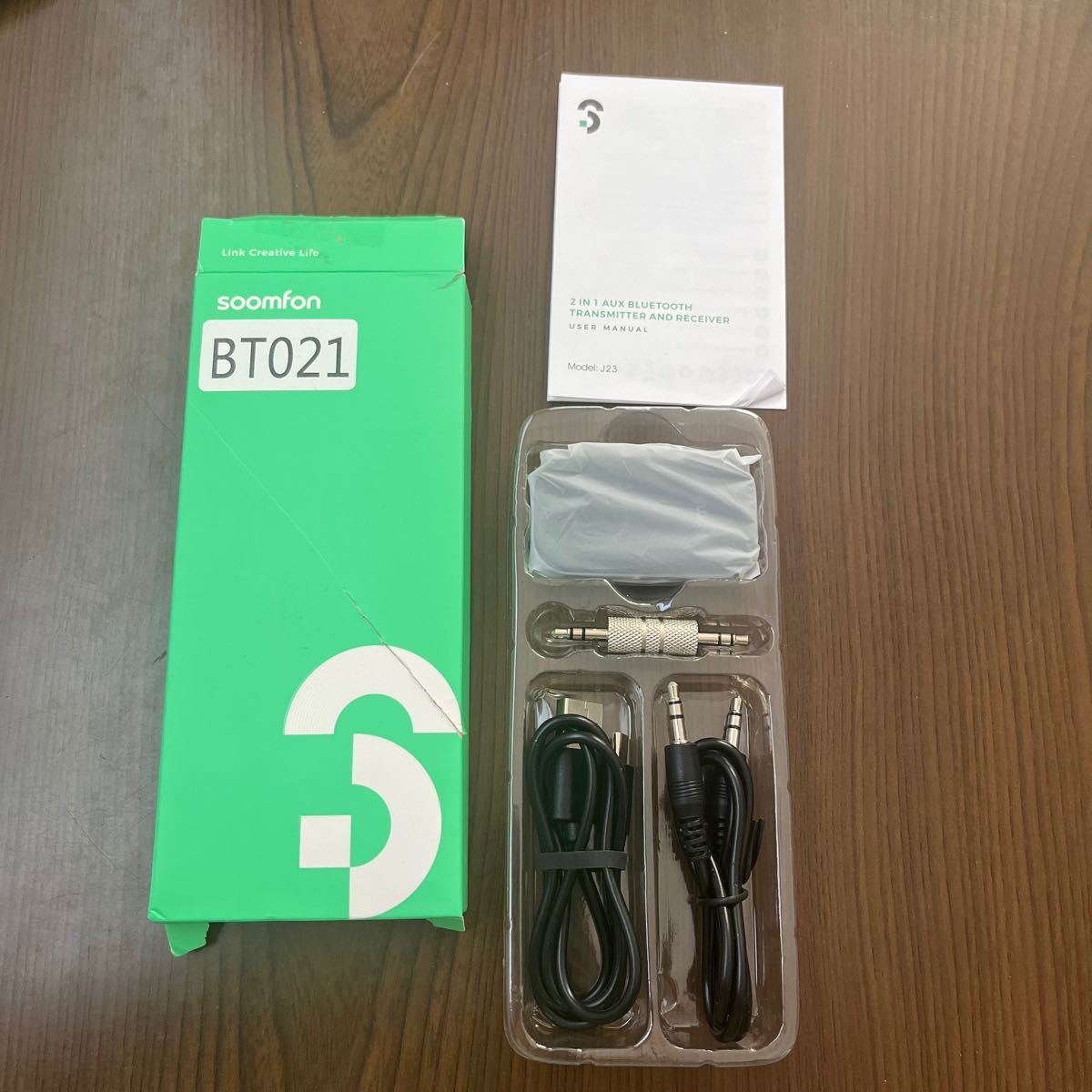 【未使用に近い】602p1227☆ Aux Bluetooth 5.3 トランスミッター - SOOMFON Bluetooth トランスミッター レシーバー 一台二役 3.5mm ブルー ...