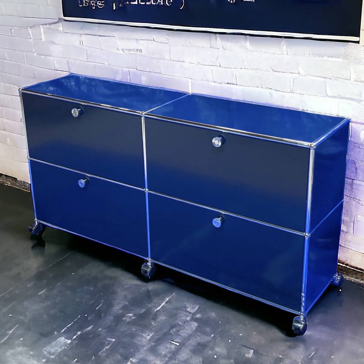 【やや傷や汚れあり】TF6中古USMハラー美品Hallerスティールブルー2連キャビネット2段キャスター付サイドボード人気ネイビー引き出し1523店舗スイス家具EUパネルの落札情報詳細 ...
