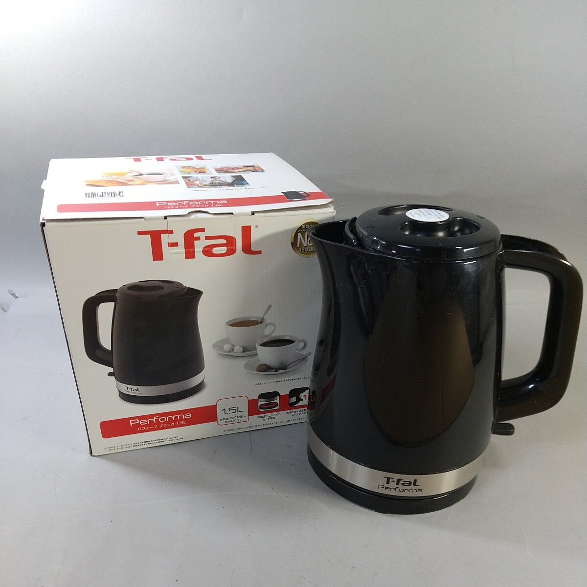 【やや傷や汚れあり】9583 同梱NG ティファール T-fal パフォーマ Performa 電気ケトル 1.5L KO1548JP ブラック 黒 湯沸し器 ポット 通電確認済み 現状の落札 ...