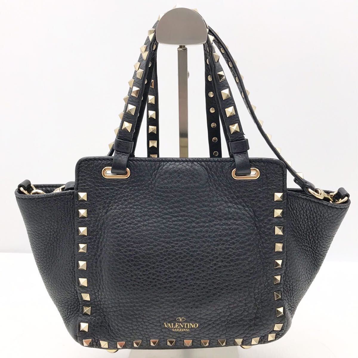 【やや傷や汚れあり】VALENTINO GARAVANI バレンチノ ガラヴァーニ ロックスタッズ Rockstud グレインカーフスキン ミニバッグ ハンドバッグ2WAY【NK5738】の ...