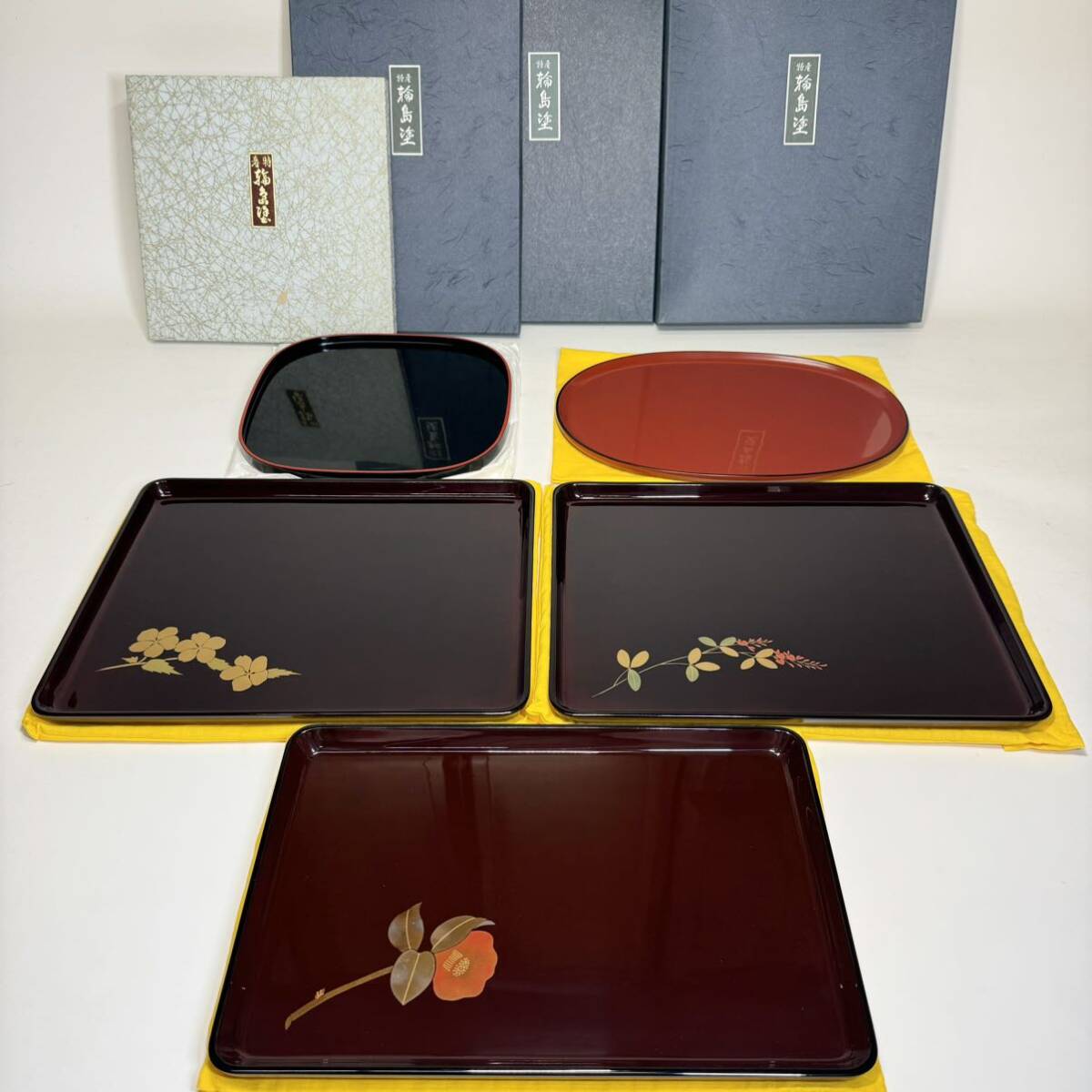 【未使用に近い】輪島塗 盆 蒔絵 上義雄 （号）雄峰 木製漆器 長手盆 くつわ型 角盆 長方盆 漆芸 漆器 懐石膳 懐石道具の落札情報詳細 ...