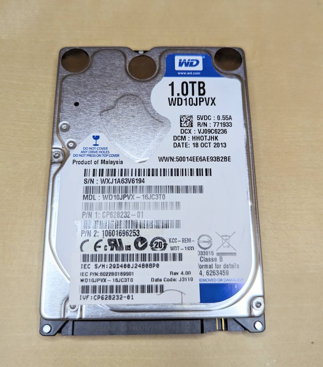 【目立った傷や汚れなし】WestrtnDigital WD10JPVX 2.5インチ 1TB(1000G) 1台の落札情報詳細 - ヤフオク落札価格検索 オークフリー