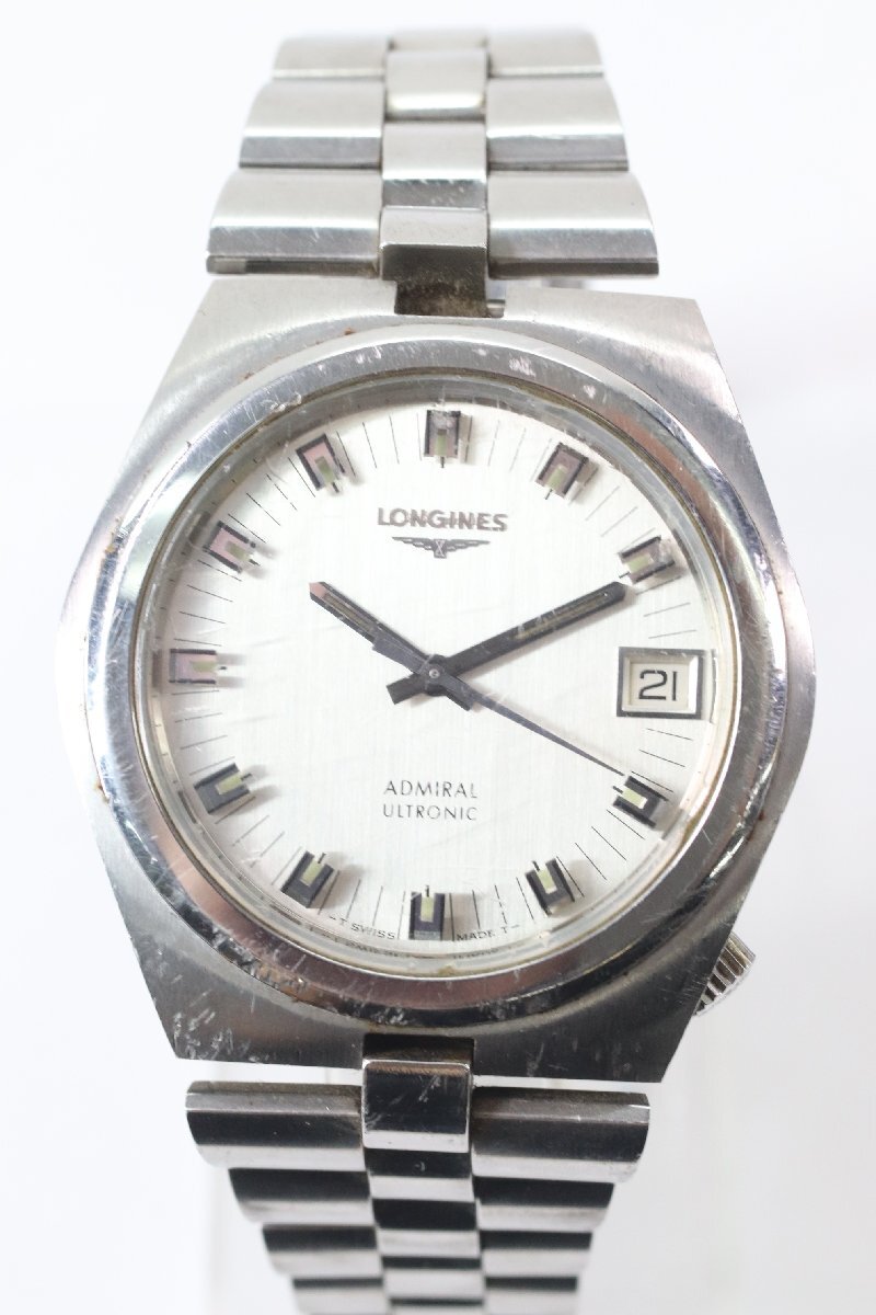 【やや傷や汚れあり】LONGINES ロンジン ADMIRAL アドミラル ULTRONIC Cal.6312 クォーツ デイト シルバー ...