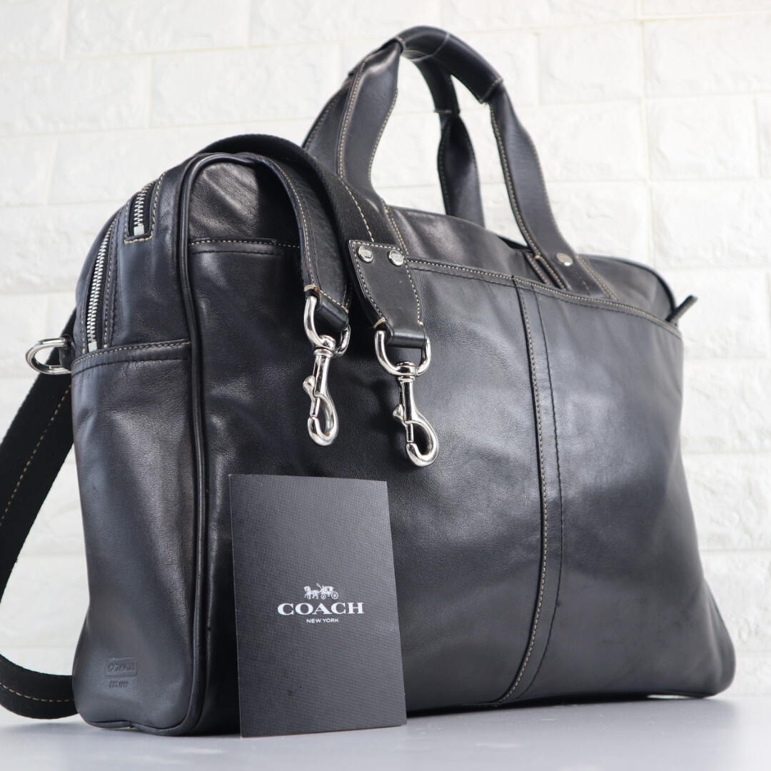 【目立った傷や汚れなし】美品 COACH コーチ ビジネスバッグ メンズ 2way シボ ブリーフケース レザー 黒 ブラック バッグ A4 PC ファスナー 書類 通勤 革 ロゴの落札情報 ...