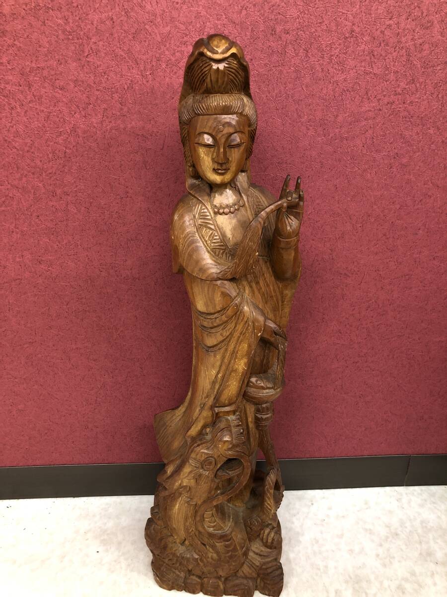 【傷や汚れあり】B890 難あり 木製 観音様 龍 竜 仏像 観音菩薩像 木彫 立像 高さ約59cm 仏教美術 置物 オブジェの落札情報詳細 - Yahoo!オークション落札価格検索 オークフリー