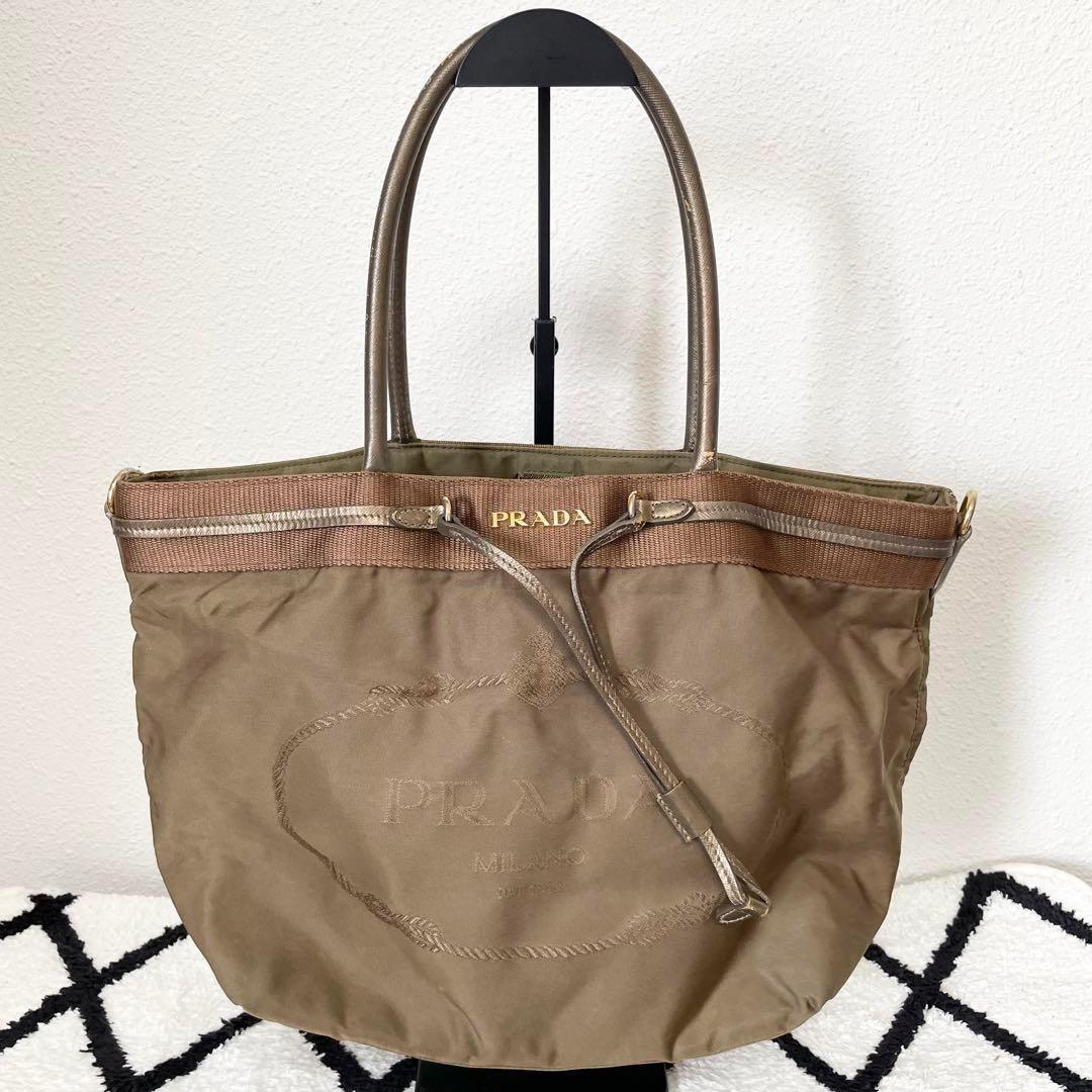 【目立った傷や汚れなし】PRADA プラダ B7276 テスート ナイロントート トートバッグ 鞄 ブラック 黒 ファッション レディースの ...