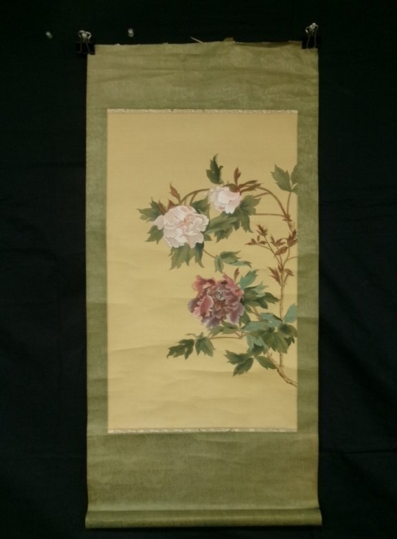 【傷や汚れあり】E1114 作者不明 富貴花図 肉筆絹本 捲り 中国書画の落札情報詳細 - Yahoo!オークション落札価格検索 オークフリー