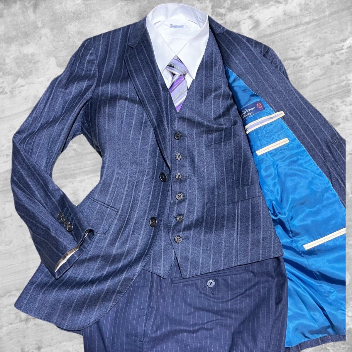 【目立った傷や汚れなし】定価20万!!!裏地で魅せる色気!!!【ポールスミス×ゼニア】PaulSmith スーツ スリーピース 最高峰の極上光沢 Lサイズ相当 ネイビーの落札情報詳細 ...