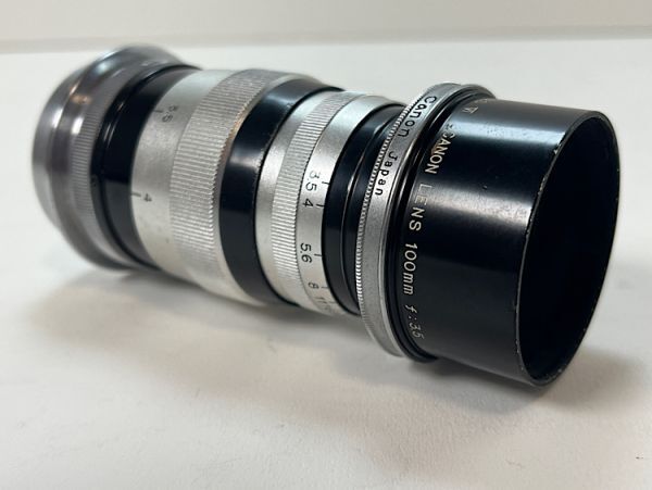 【やや傷や汚れあり】F048★1円★CANON LENS 100mm F3.5 キヤノン レンズ Lマウント L39 ファインダー フード 革ケース キャノン カメラ Camera ジャンクの ...