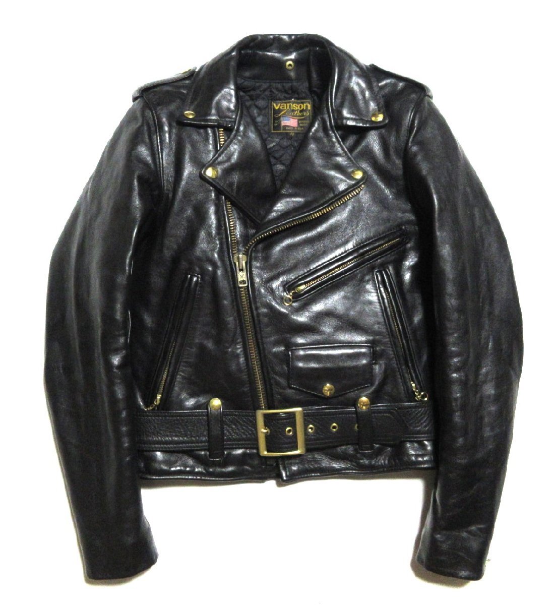 【目立った傷や汚れなし】極美品 近年モデル VANSON MODEL C2 バンソン ダブル ライダース ジャケット/34/ブラック/USA ...