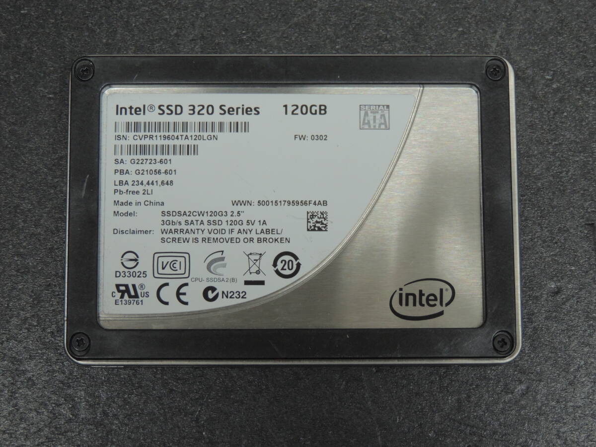 【傷や汚れあり】【検品済み/使用1656時間】Intel SSD 320 Series 120GB SSDSA2CW120G3 管理:モ-42 ...