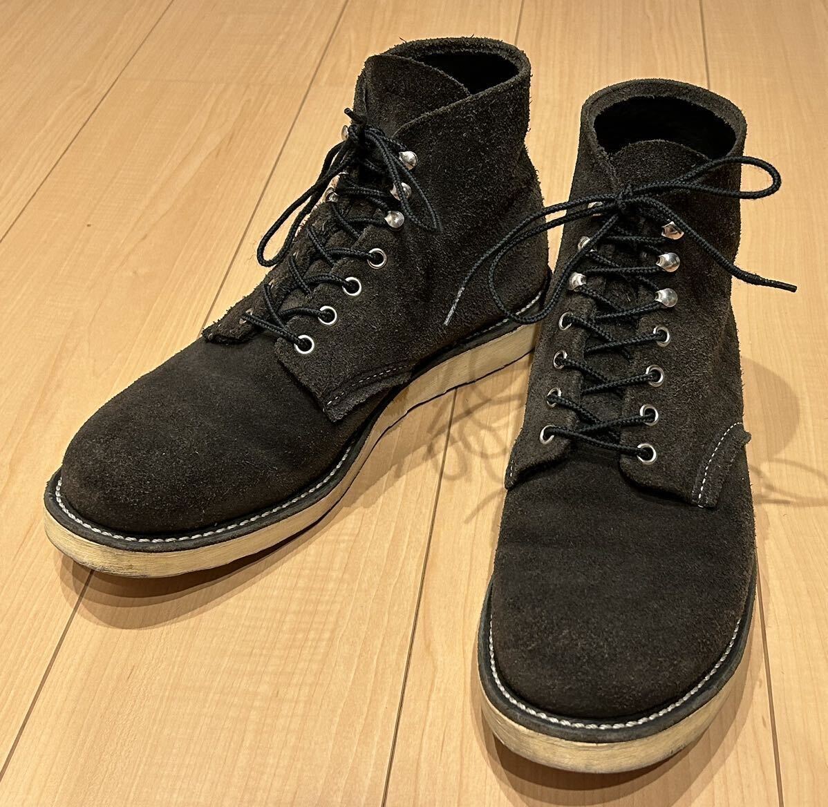 【やや傷や汚れあり】US10.5D REDWING レッドウイング 8174 6-INCH CLASSIC ROUND 6インチ クラシックラウンド ブラック スエード ラフアウトレザー 28 ...
