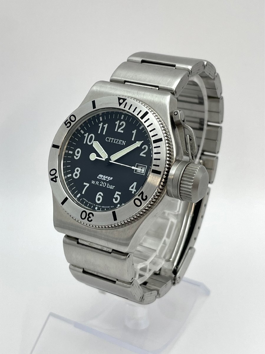【傷や汚れあり】1円～/CITIZEN/シチズン/OXY/オキシー/NHK/5518-S79824/3針/デイト/黒文字盤/ラウンド/20BAR/クォーツ/メンズ腕時計/ジャンク/T157の ...