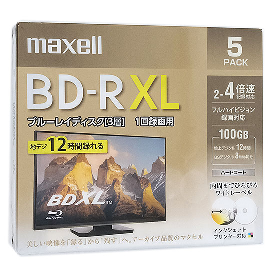【未使用】maxell 録画用 BD-R XL 4倍速 5枚組 BRV100WPE.5S [管理:1000022534]の落札情報詳細 - Yahoo!オークション落札価格検索 オークフリー