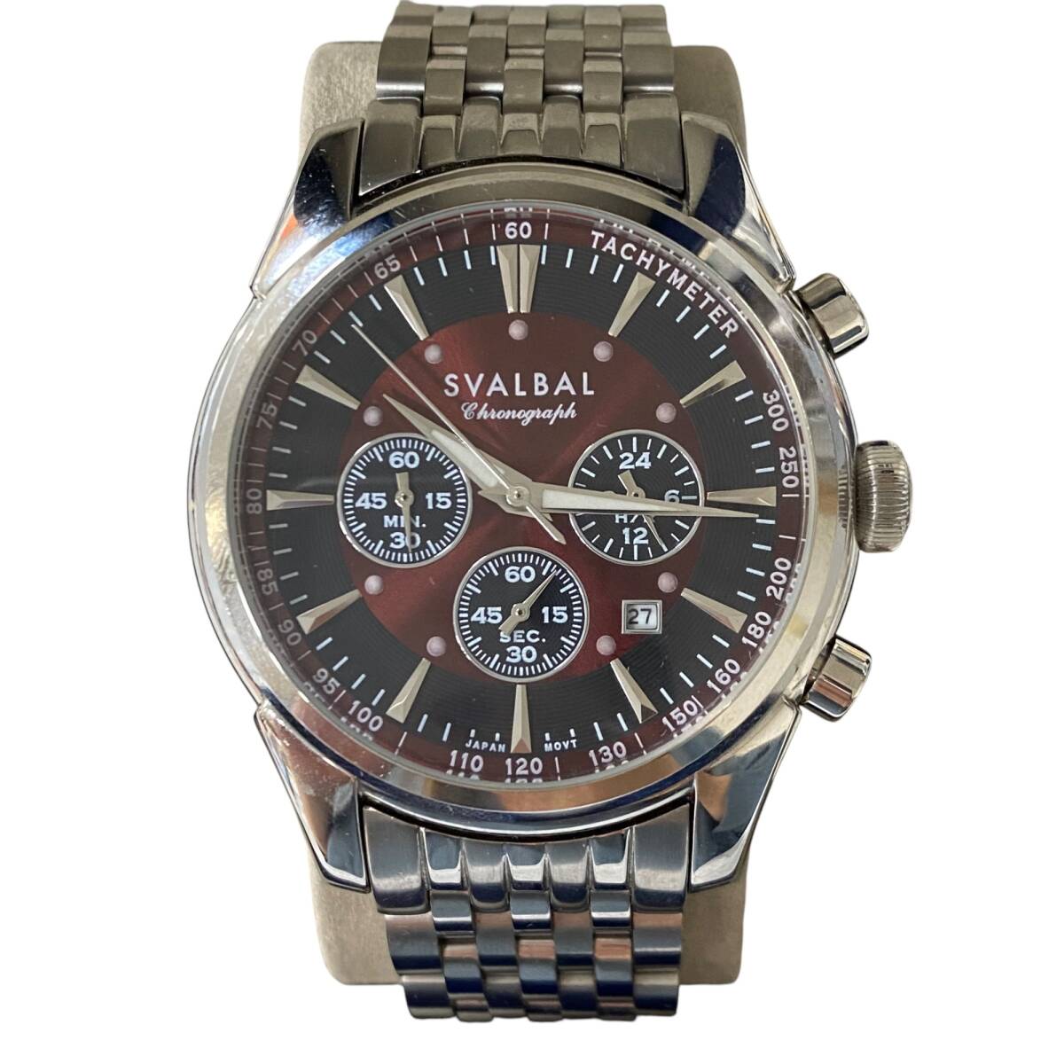 【目立った傷や汚れなし】【中古品】SVALBAL スヴァルバル SV11-MBR クロノグラフ ブラックxレッド クオーツ メンズ腕時計 コマ ...