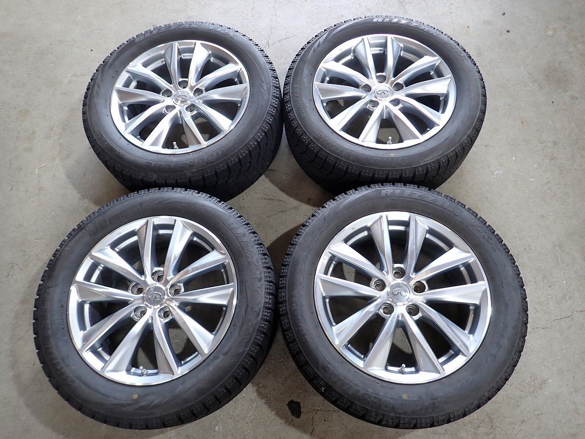 【傷や汚れあり】YS13163【送料無料225/55R17】ニッサン純正 インフィニティ V37スカイライン純正 BS 冬タイヤ 17×7.5J 114.3/5H ET45 1円スタートの落札 ...