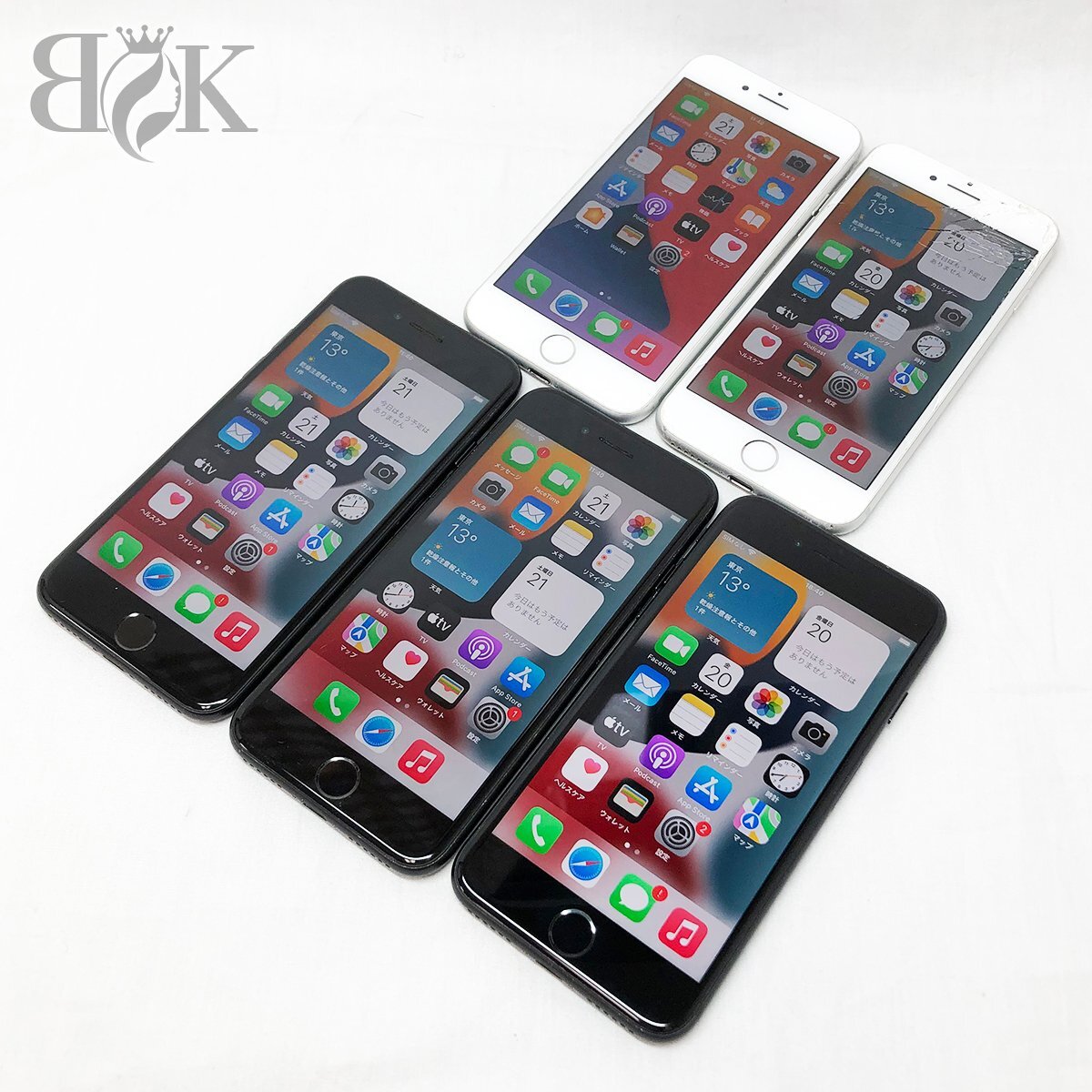 【全体的に状態が悪い】Apple iPhone7 5台セット ブラック系 ホワイト系 32GB AU 判定 初期化済み 通電確認 液晶割れ ジャンク扱い アップル 09 ∴＋の落札情報詳細 ...