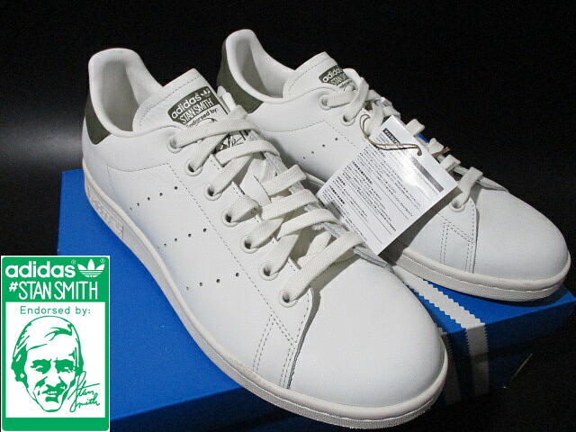 【未使用】定価16500円 新品 未使用 IH8040 スタンスミス 本革 天然皮革 白 オリーブ レザー 27.5cm adidas ...