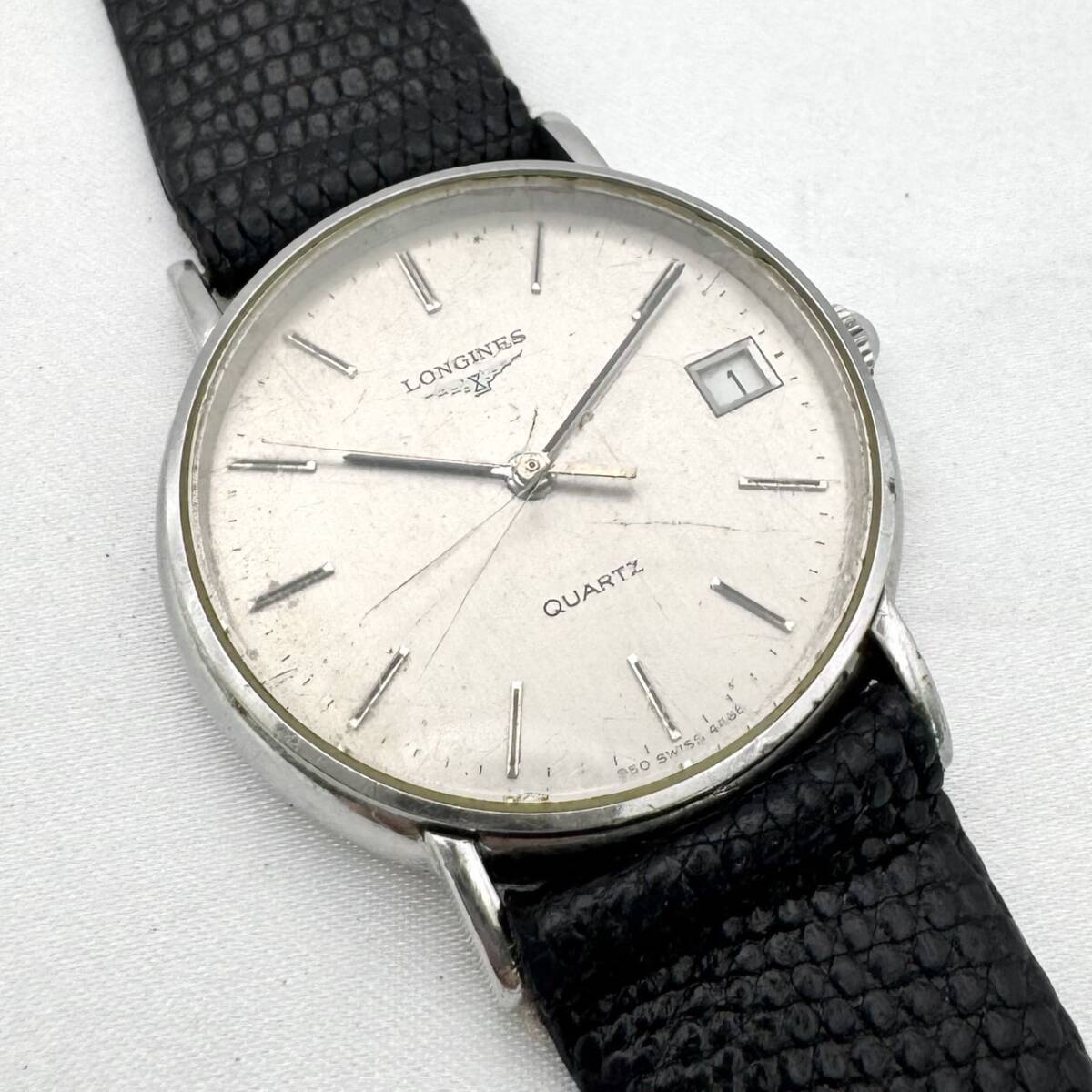 【傷や汚れあり】1円スタート☆ LONGINES ロンジン 腕時計 デイト アナログ シルバー文字盤 950 SWISS 4468 ...