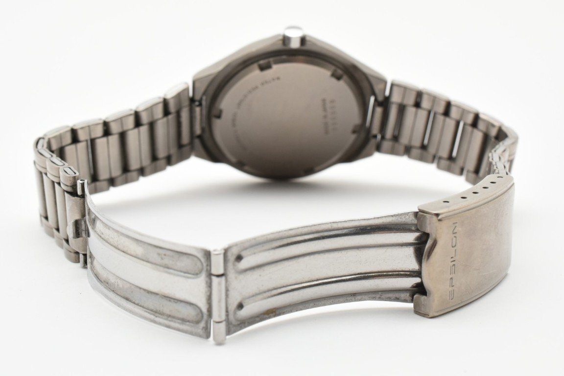 【やや傷や汚れあり】稼働品 セイコー アルバ イプシロン V145-0E60 ブラック デイト TITANIUM ソーラー SOLAR メンズ ...