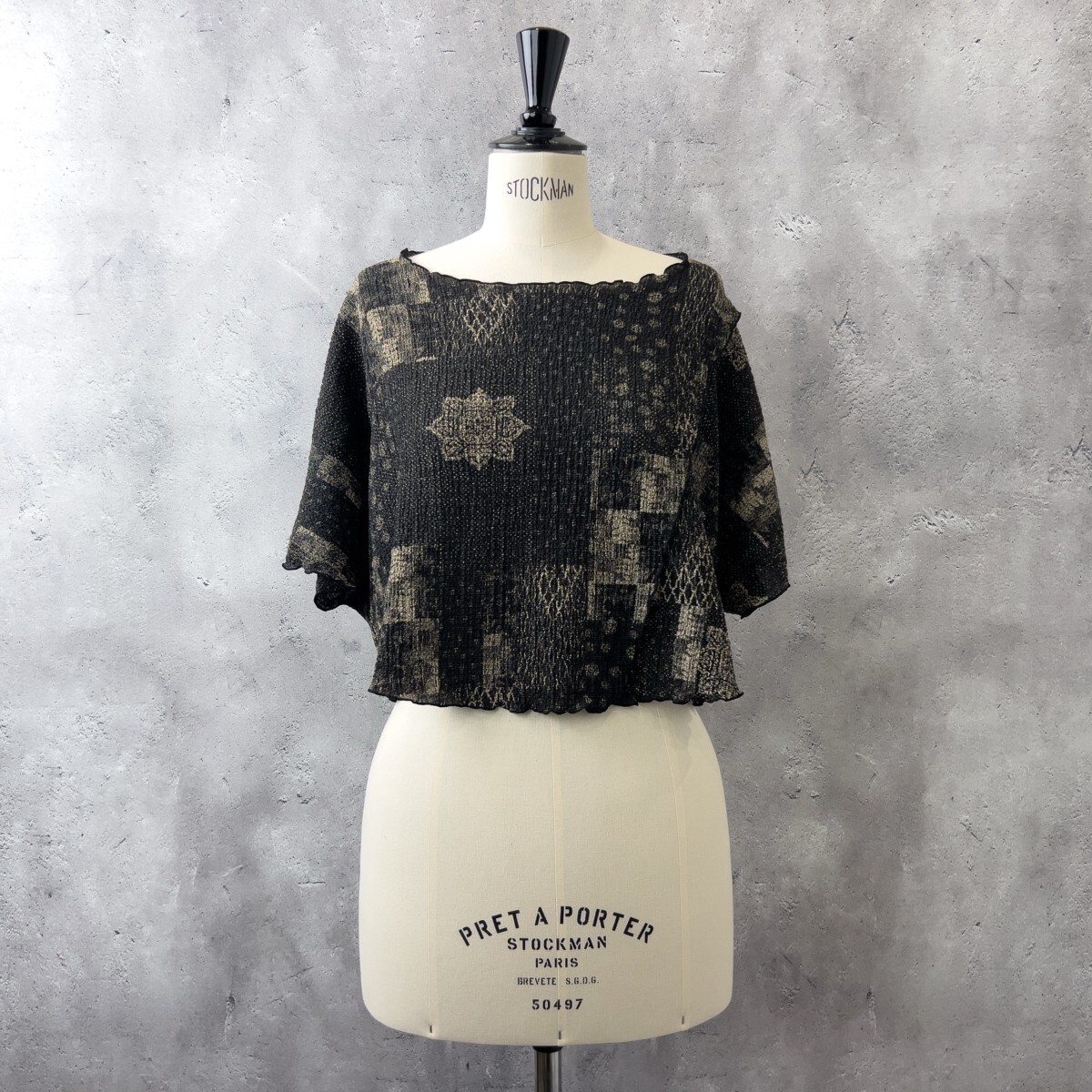 【目立った傷や汚れなし】#anc シセンドウ ヒトシタムラ 詩仙堂 HITOSHI TAMURA カットソー ベージュ ちりめん 花柄 ラメ ...