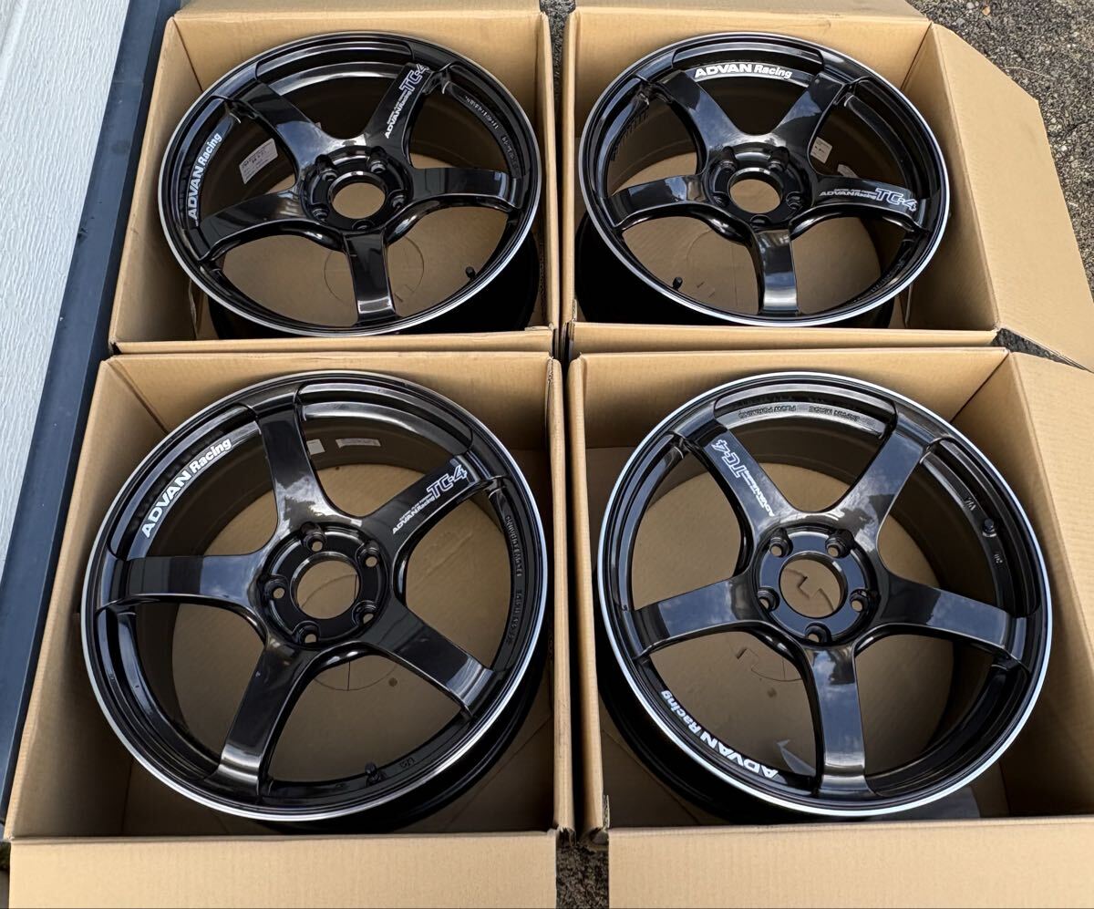【未使用に近い】ヨコハマ ADVAN TC4 18インチ7.5J +48 114.3 4本通しセット ENKEI RAYS TE37 ...