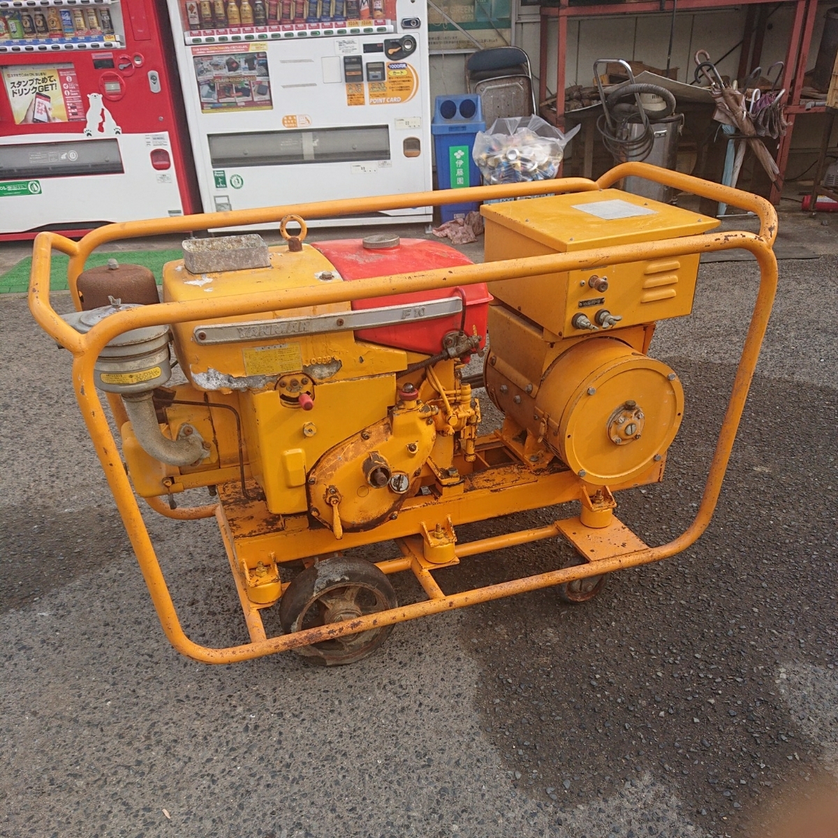 ヤンマーディーゼルエンジン セル付き 中古 溶接機 発電機 DDB F10 発動機 ウェルダー generator welder yanmar ...