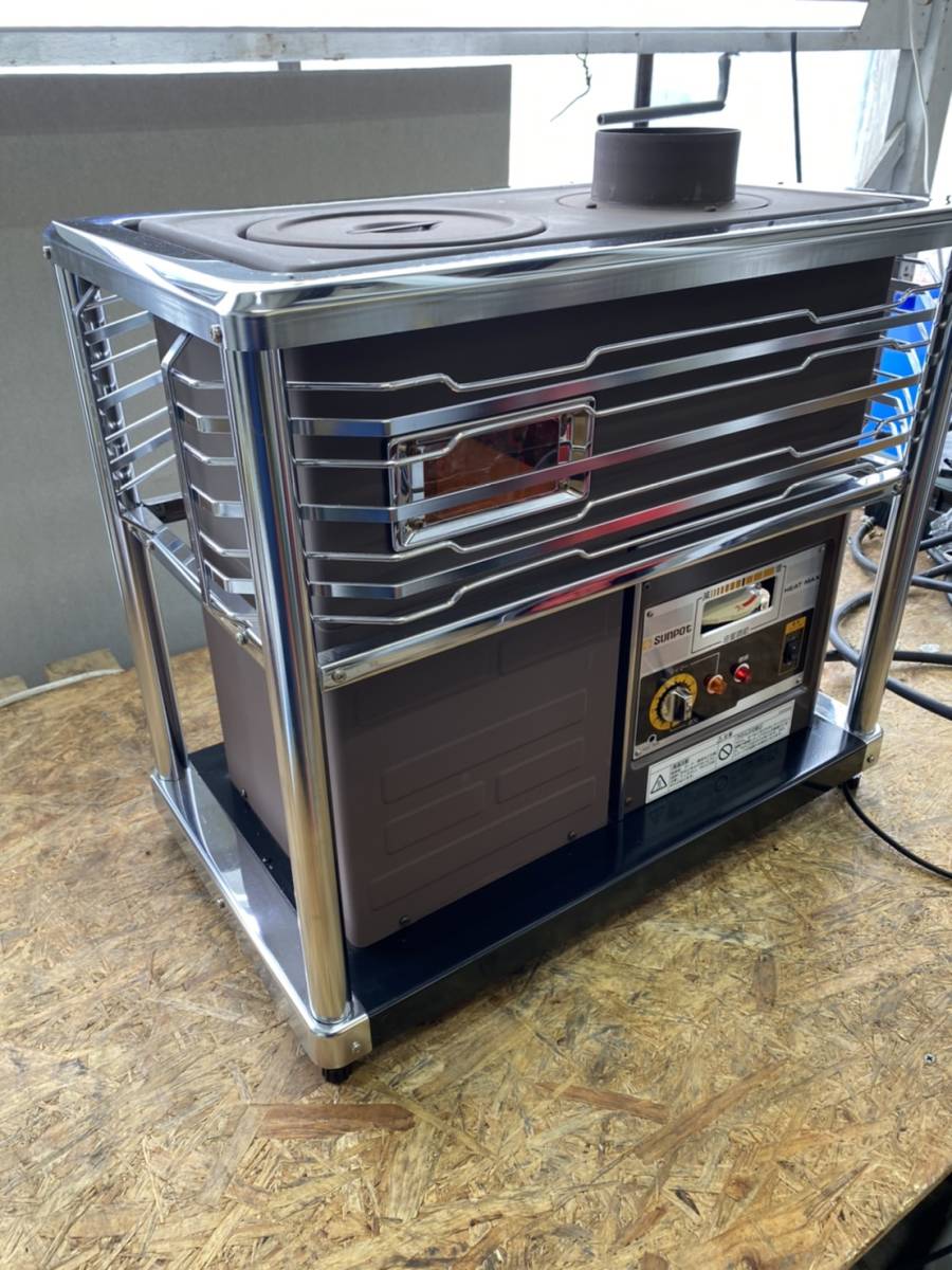 P6654 分解整備済☆サンポット 煙突 半密閉式石油ストーブ KSH-10KT6 2016年式 中央設置 暖房 動作良好！札幌発 家財便A ...