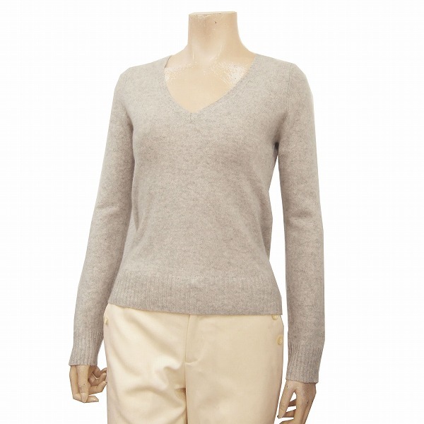 【やや傷や汚れあり】N美★スマッキーグラム*Smacky Glam★グレー★カシミヤ100%★Vネックニットセーター★サイズ4号(S*7号相当 ...