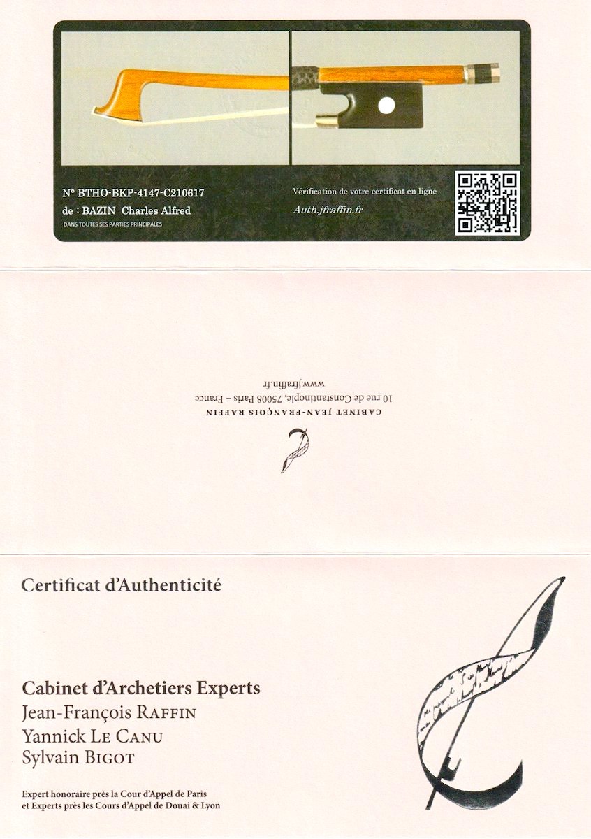 【目立った傷や汚れなし】☆一点のみ限定最落なし【Raffin鑑定】Charles Alfred BAZIN Violin Bow シャルル ...
