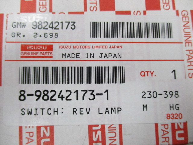 いすゞ純正/NQR75等/エルフ/バックランプスイッチ,リバースランプスイッチ/8-98242173-1/未使用品/90002194の落札情報 ...