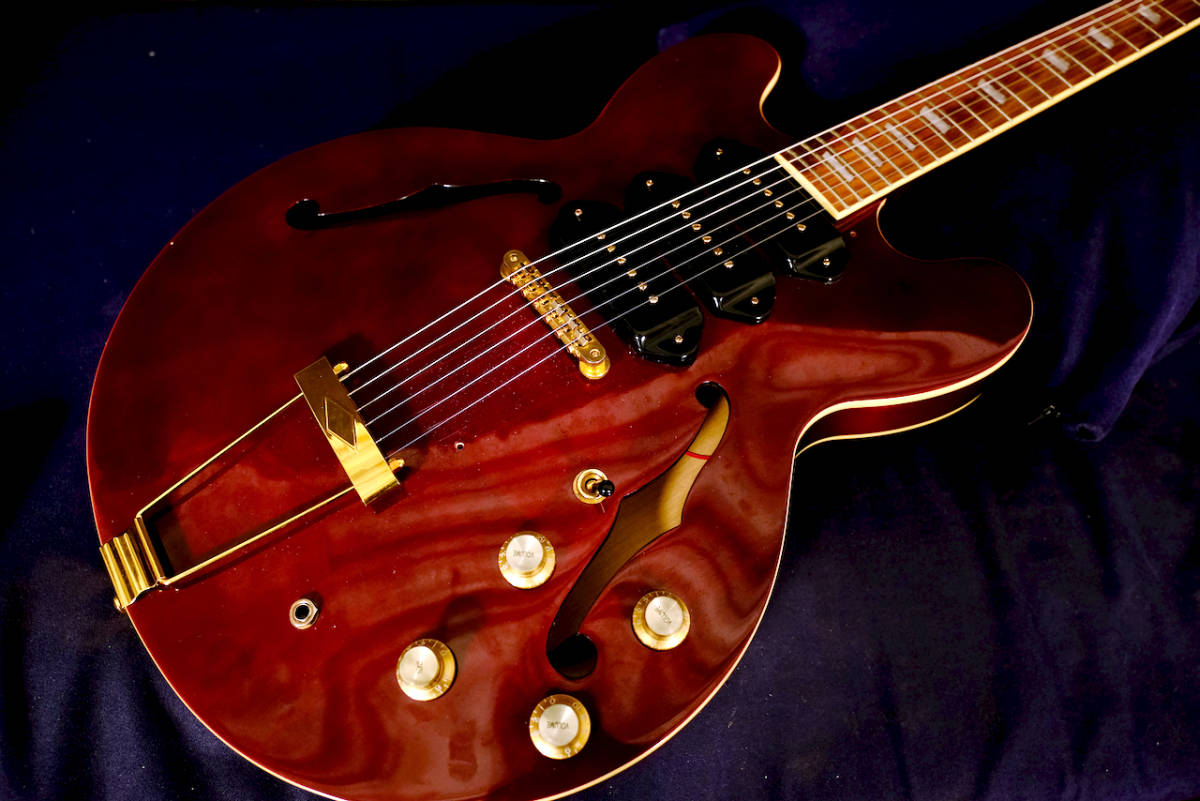 【目立った傷や汚れなし】Epiphone Riviera P93 WR エピフォン リビエラ P90×3 ワインレッド ビグスビーアーム ...