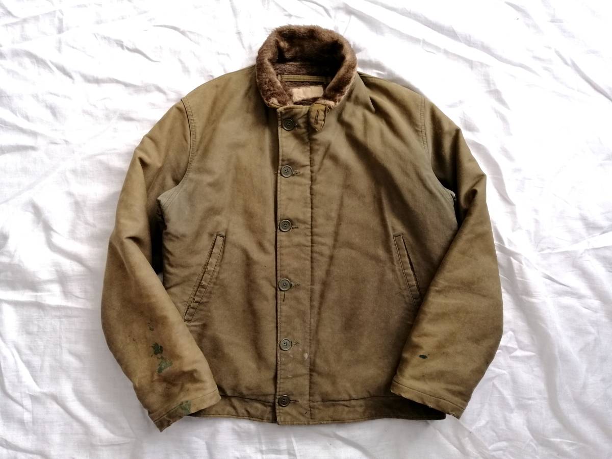 【傷や汚れあり】【40s N1 デッキジャケット USN U.S. Navy ステンシル 40】オリジナル ヴィンテージ アルパカ talon ミリタリー 米軍 ww2 ブルゾン ASIS の ...
