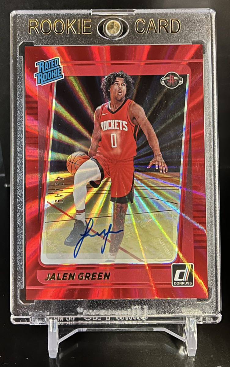 【未使用に近い】2021-22 Panini Donruss Jalen Green Rockets RC Auto 49/49枚限定 Red Laser Rated Rookie NBA ...