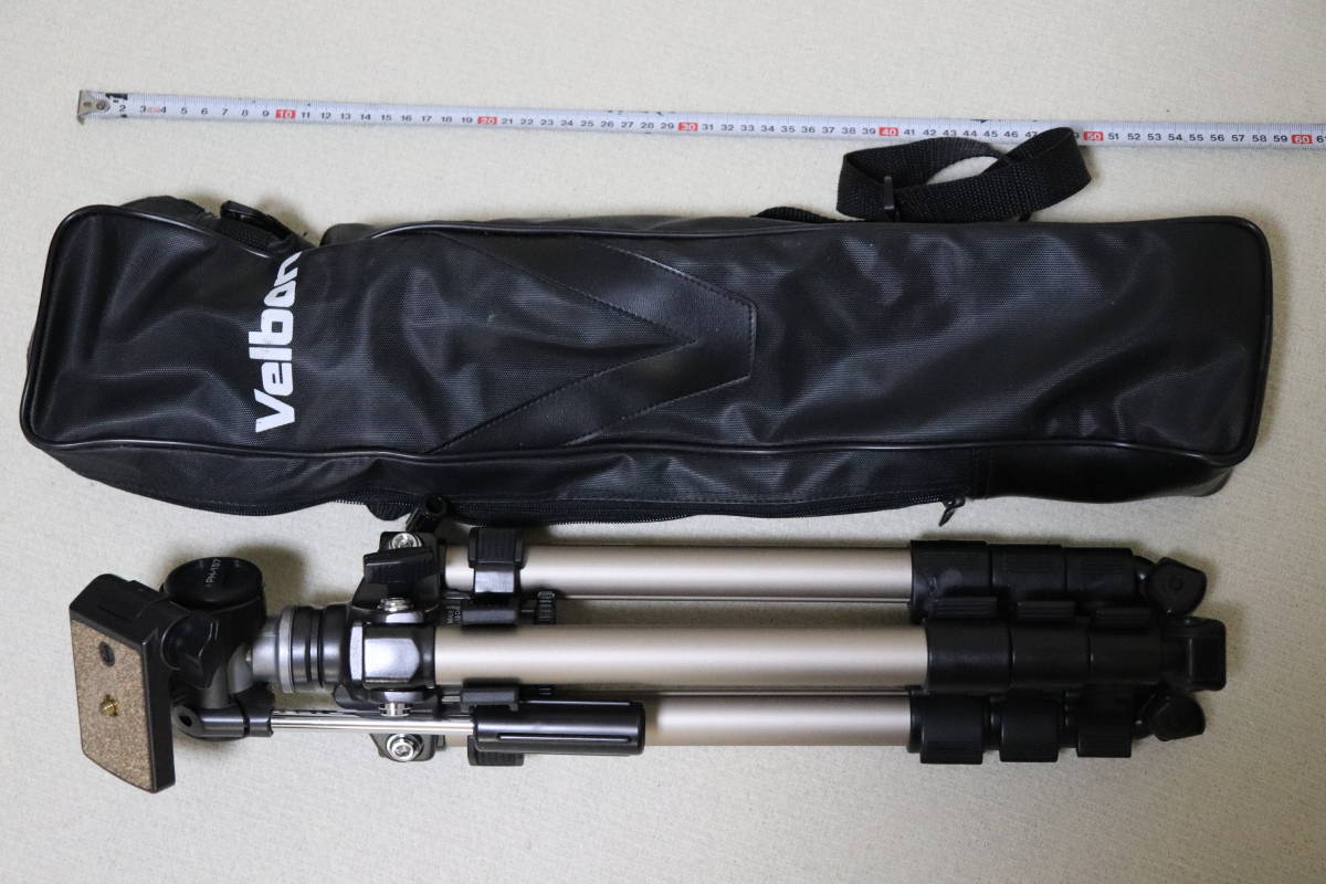 【やや傷や汚れあり】VELBON MOUNTAIN CHASER 雲台付き 開脚得意 最低26cmH 型番不明 中古 実用可能品 縮長約 ...
