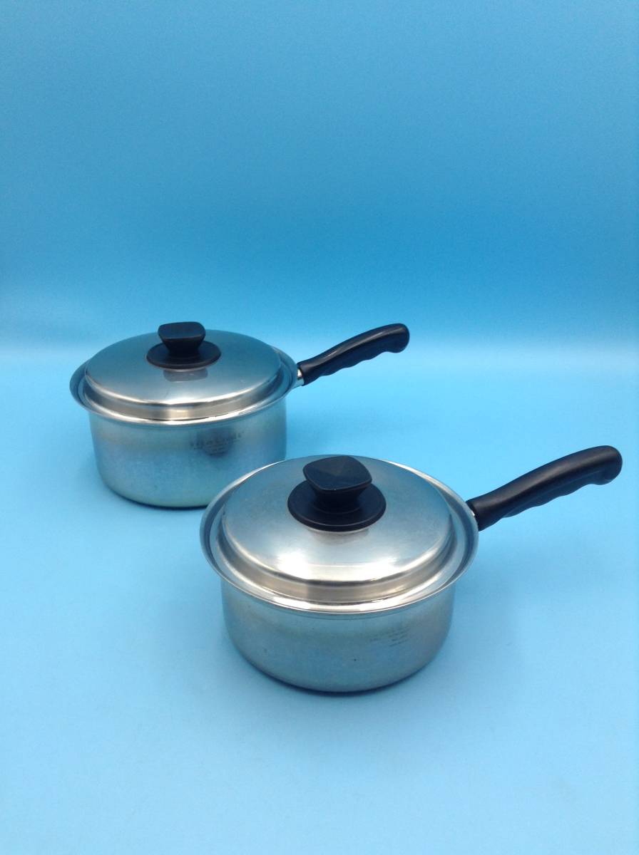 【傷や汚れあり】A2900☆VitaCraft ビタクラフト 2個セット 5-PLY NICROMIUM STEEL 片手鍋 NO.5203/NO.5202 直径約21㎝/約19㎝ 調理器具 ...