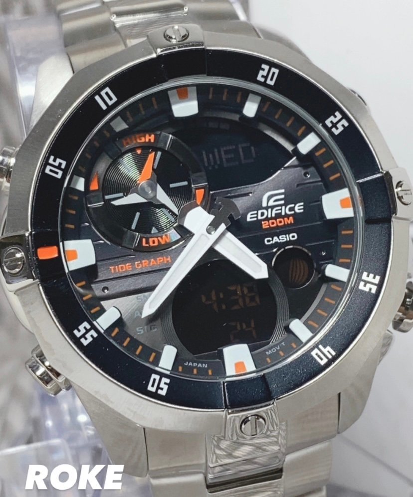 【未使用】新品 新品 CASIO カシオ EDIFICE エディフィス 腕時計 ハイスペック・アナログ＆デジタルモデル 200M防水 タイド ...