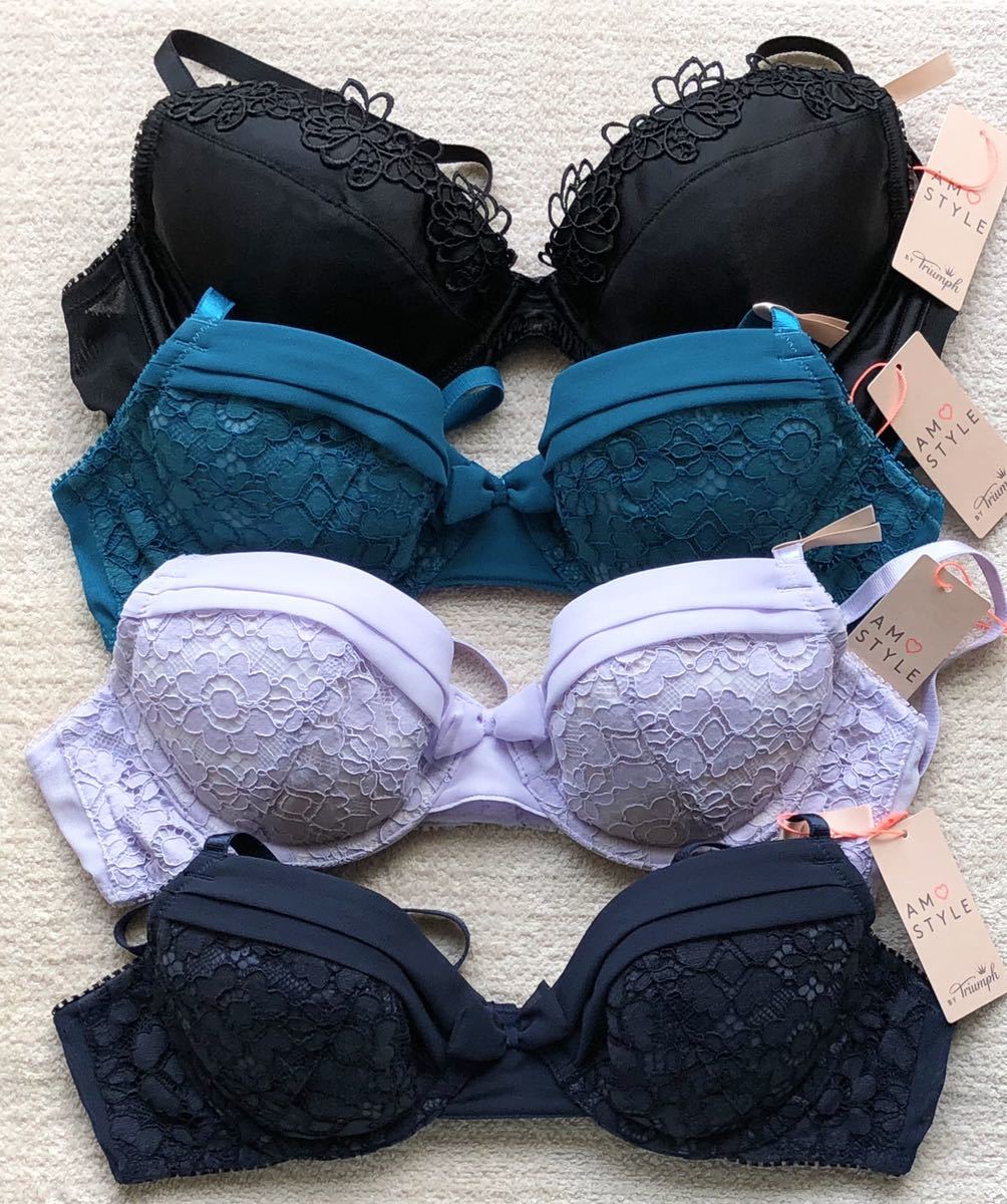 【未使用】AMOSTYLE アモスタイル ブラ＆ショーツ C70 ブラック＆グリーン＆パープル＆ネイビー 4セットの落札情報詳細 - ヤフオク落札価格検索 オークフリー