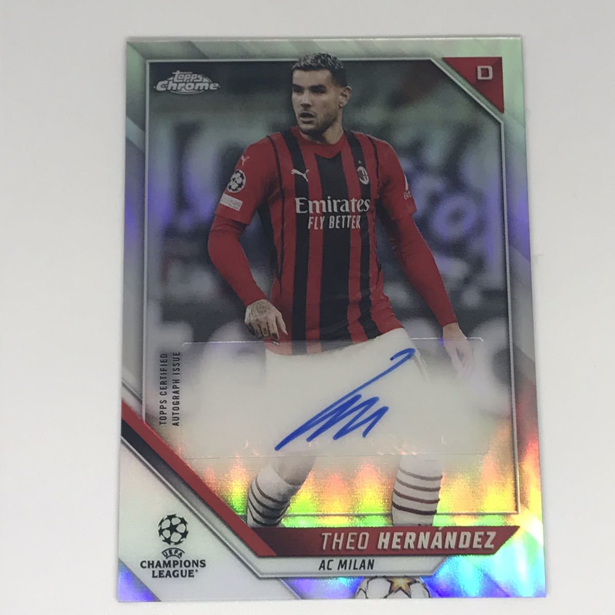 【未使用に近い】THEO HERNANDEZ autograph CA-TH topps chrome 2022 UEFA CHAMPIONS ...