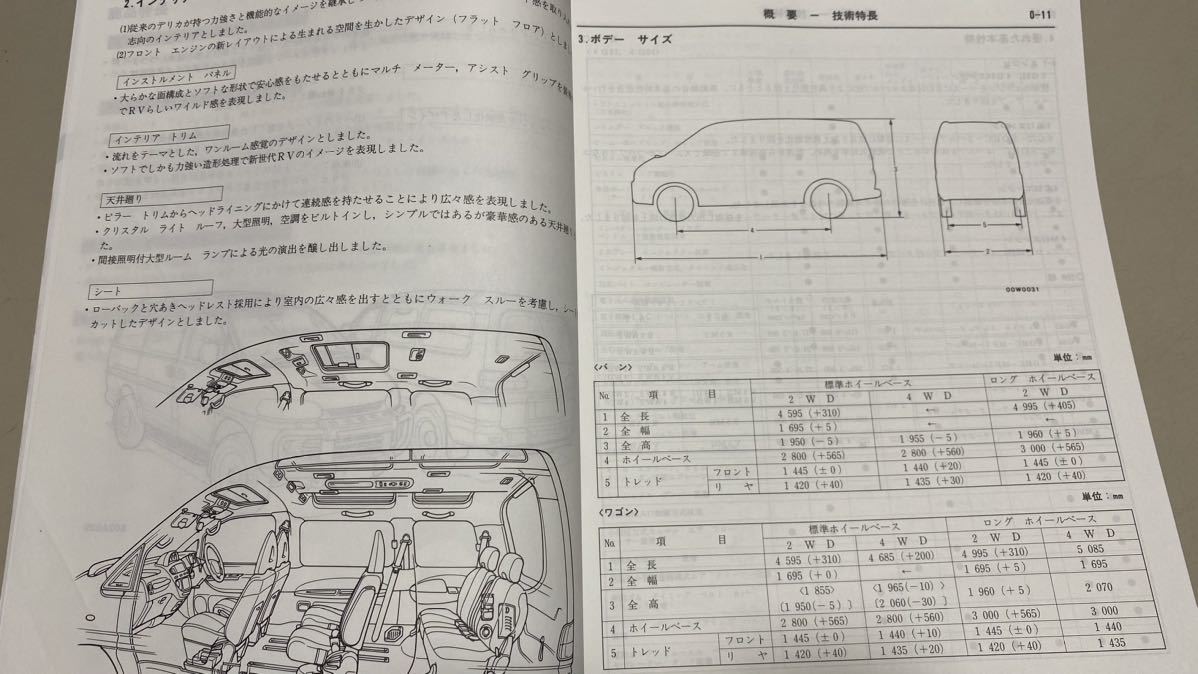 【やや傷や汚れあり】三菱 デリカスペースギア / カーゴ PA / PB / PC / PD / PE / PF型 新型車解説書1994-5 ...