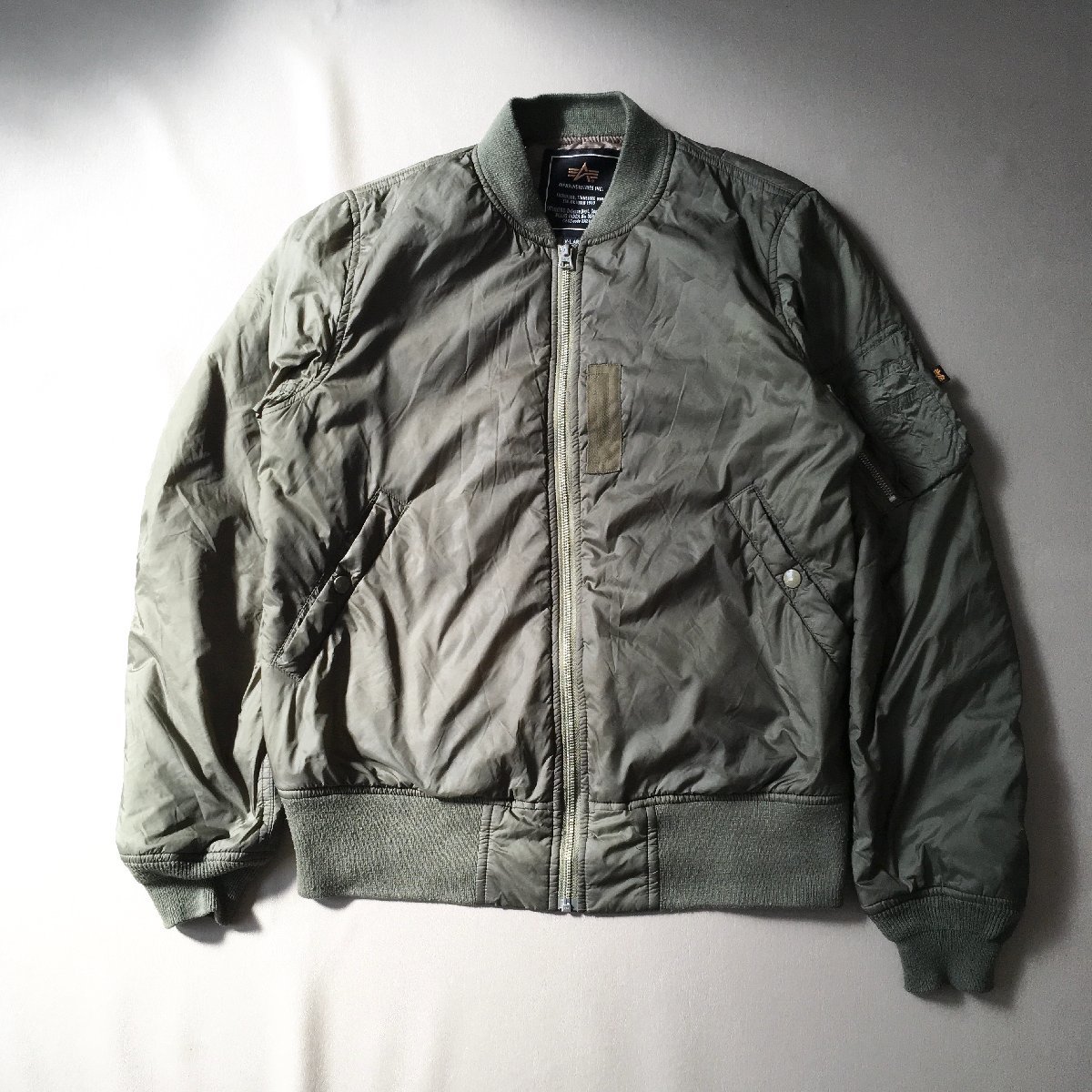 【やや傷や汚れあり】★ALPHA INDUSTRIES アルファ インダストリーズ MA-1 フライトジャケット ブルゾン PRIMALOFT カーキ サイズXL アウター メンズ★の落札情報 ...