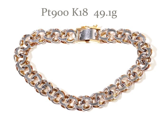 【やや傷や汚れあり】D-6☆Pt900/K18 デザイン リバーシブル ブレスレット 49.1g/20cmの落札情報詳細 - ヤフオク落札価格検索 オークフリー