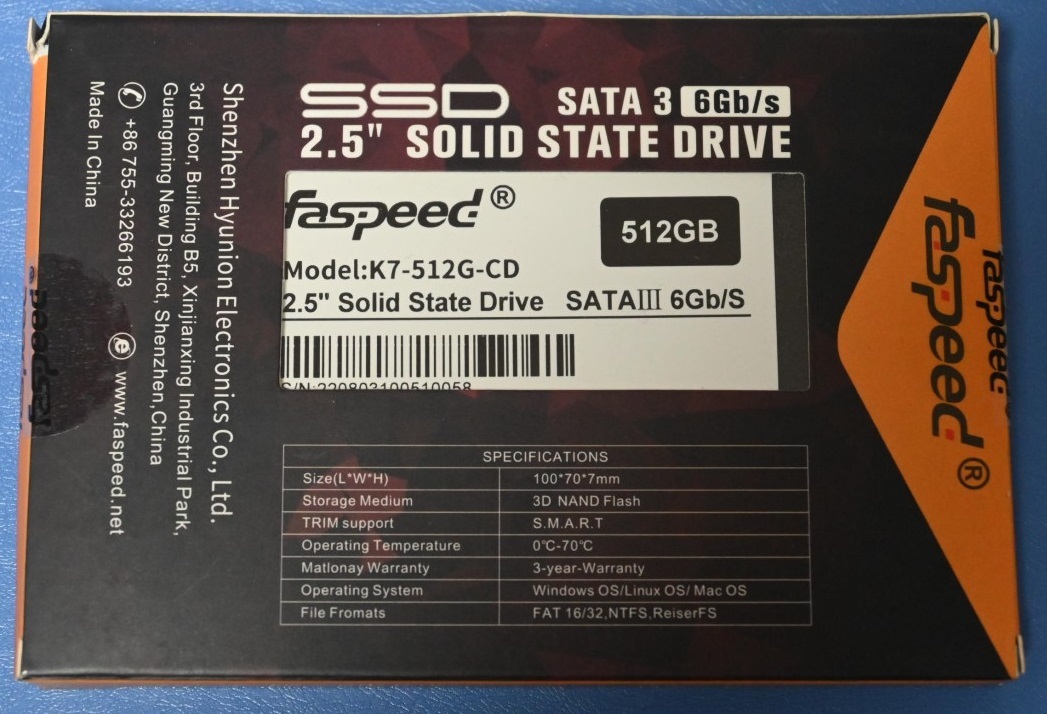 【未使用】＊新品・未開封＊faspeed SSD (512GB).の落札情報詳細 - ヤフオク落札価格検索 オークフリー