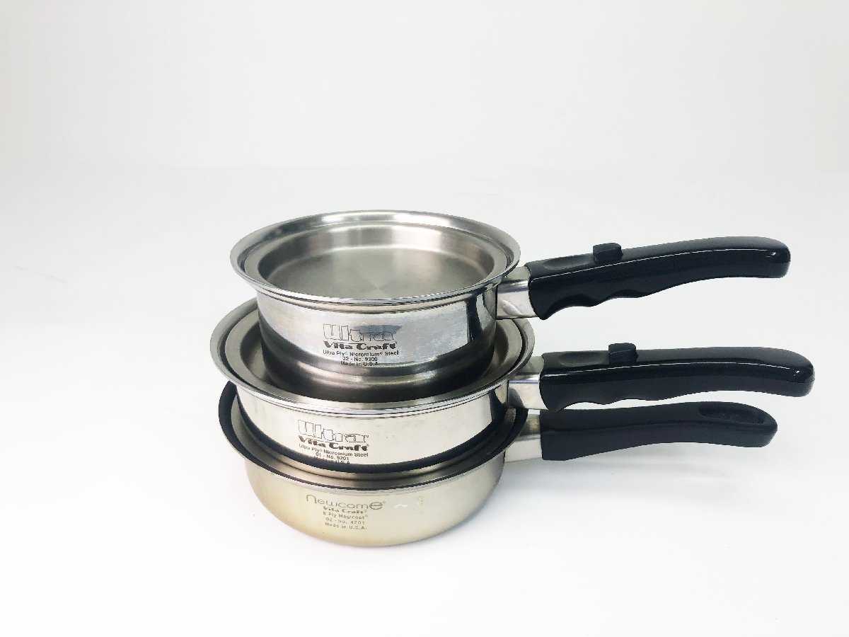【やや傷や汚れあり】Vita Craft ビタクラフト Ultra ウルトラ 片手鍋 蓋付 NO.9300 NO.9201 NO.4201 3点セット IH対応 鍋 ナベ フライパン ...