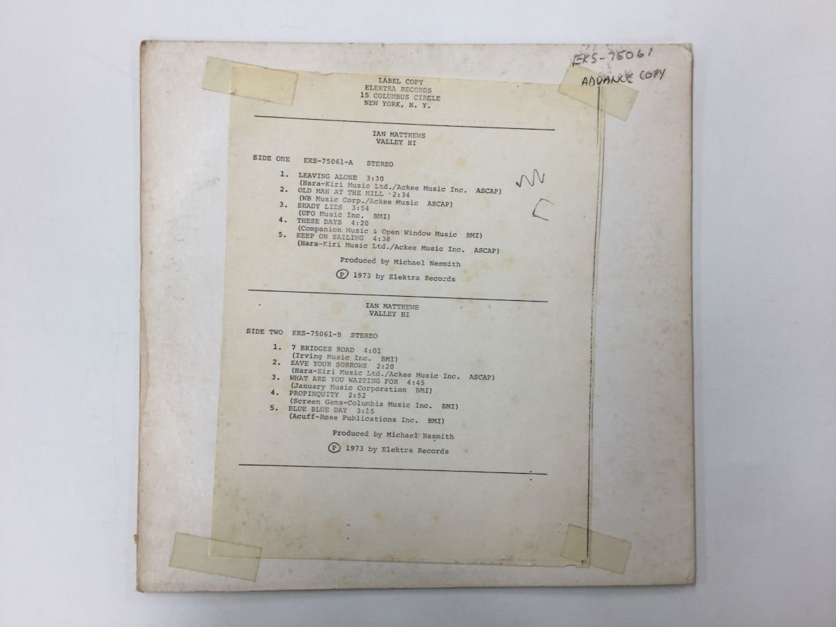 【やや傷や汚れあり】LP / IAN MATTHEWS / VALLEY HI / プロモ [1434RN]の落札情報詳細 - ヤフオク落札価格検索 オークフリー