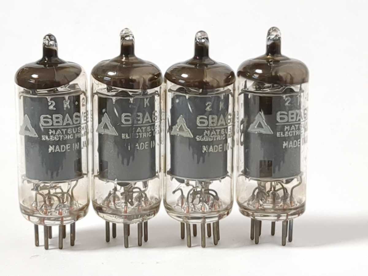 【やや傷や汚れあり】13697 松下電器 6BA6/EF93 同一ロット 4本 TV-7D/Uにて試験済み MATSUSHITA 海外向け ...